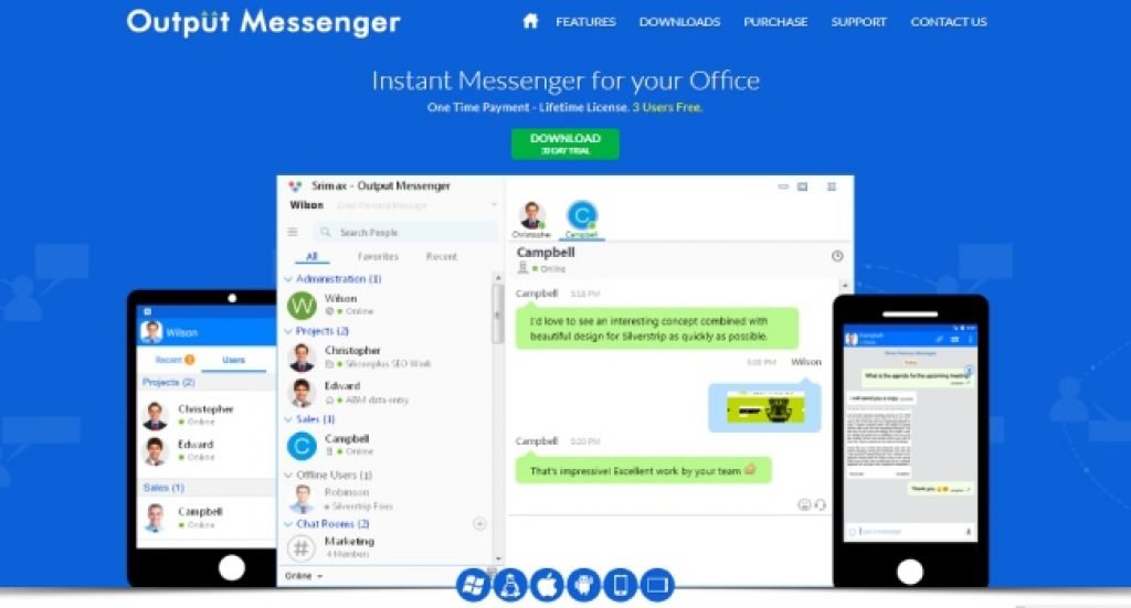 Output Messenger: Internal team chat messenger for all kind of industry